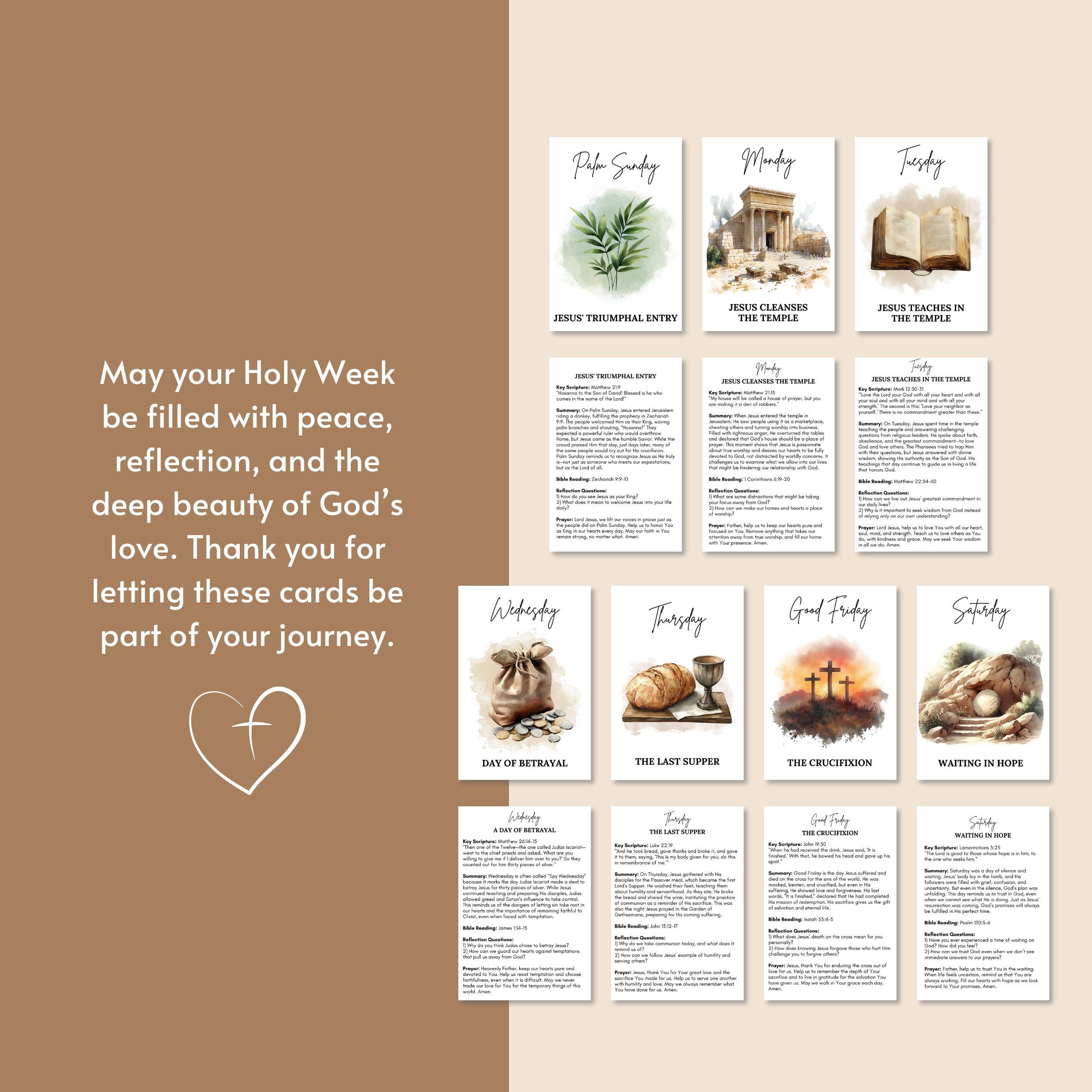 Holy Week Cards Printable Easter Story Cards, Holy Week Kids Craft ...