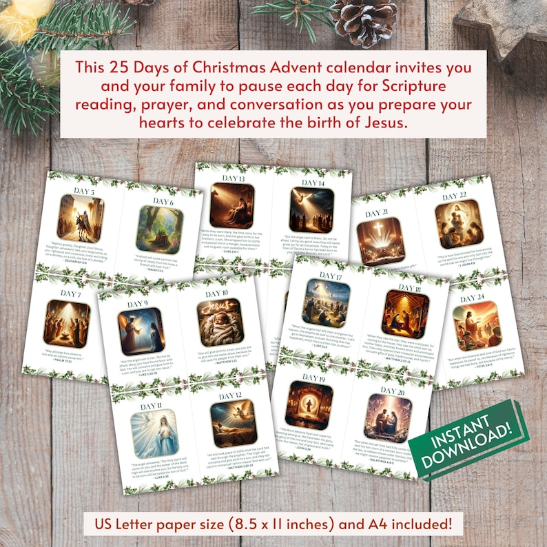 Advent Scripture Cards Printable Advent Calendar Bible Verse Advent ...