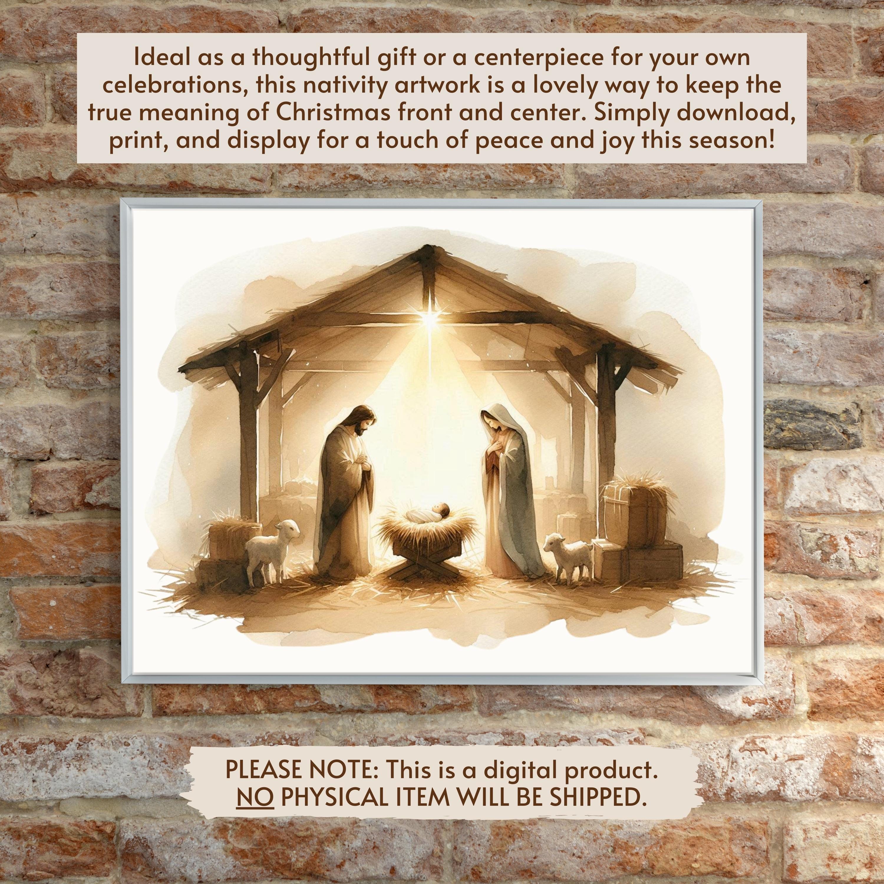 Nativity Scene, Manger Scene Birth of Jesus Painting Watercolor ...