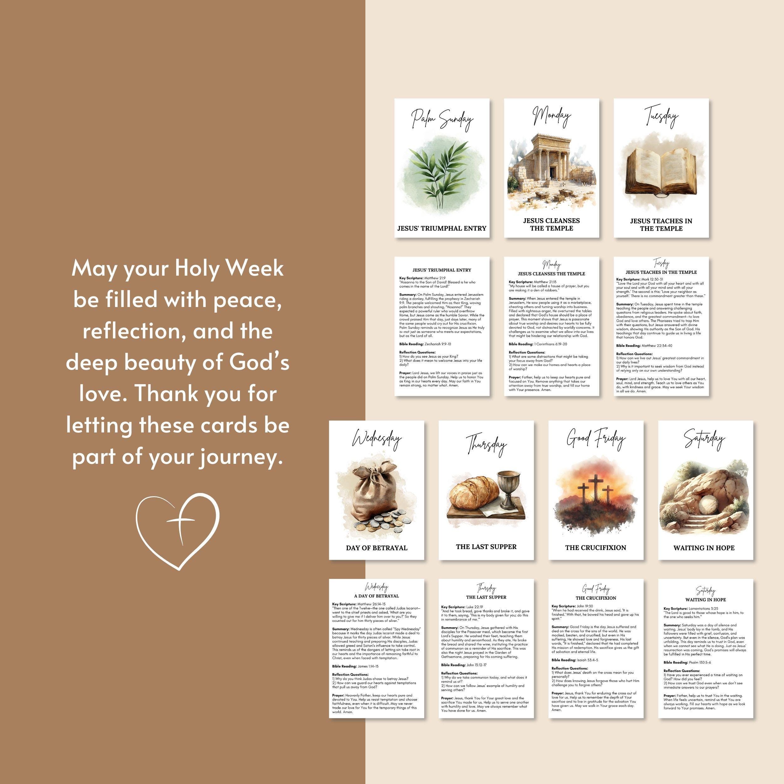 Printable Holy Week Cards, Holy Week Printable Easter Story Cards, Lds ...