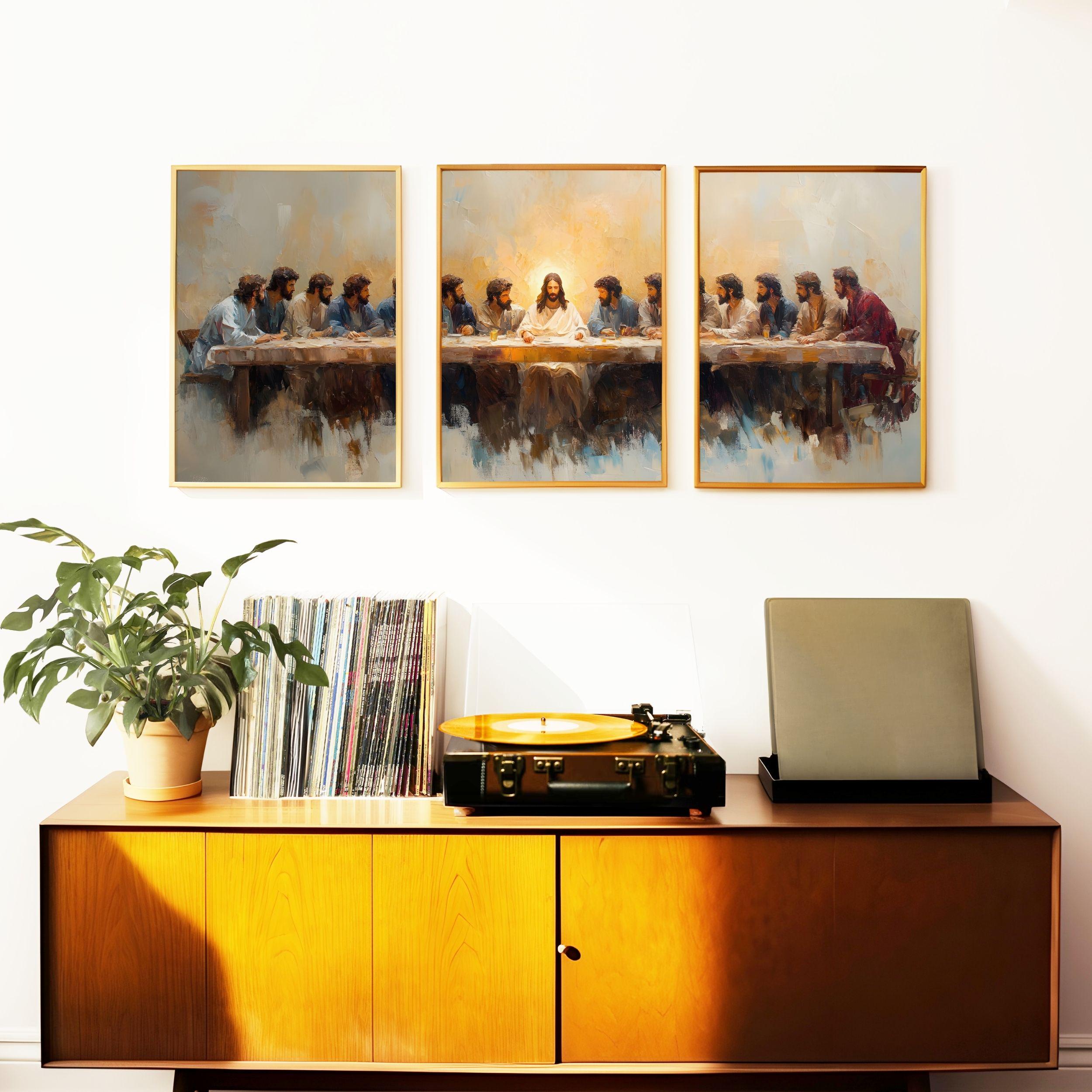 Last Supper Set of 3 the Last Supper Wall Art, Last Supper Painting ...