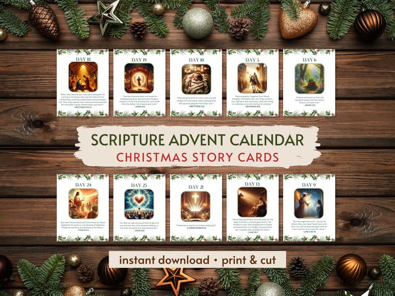 Printable Advent Scripture Cards, Christian Advent Calendar for Kids ...