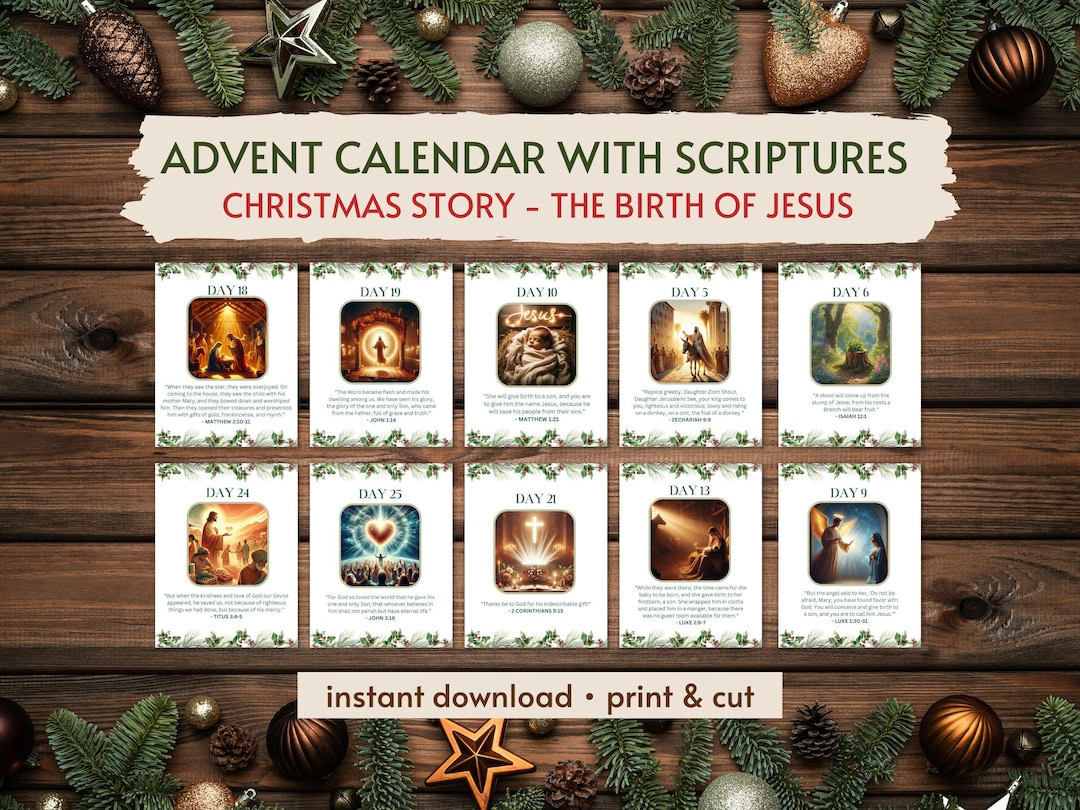 Printable Advent Scripture Cards, Christian Advent Calendar for Kids ...