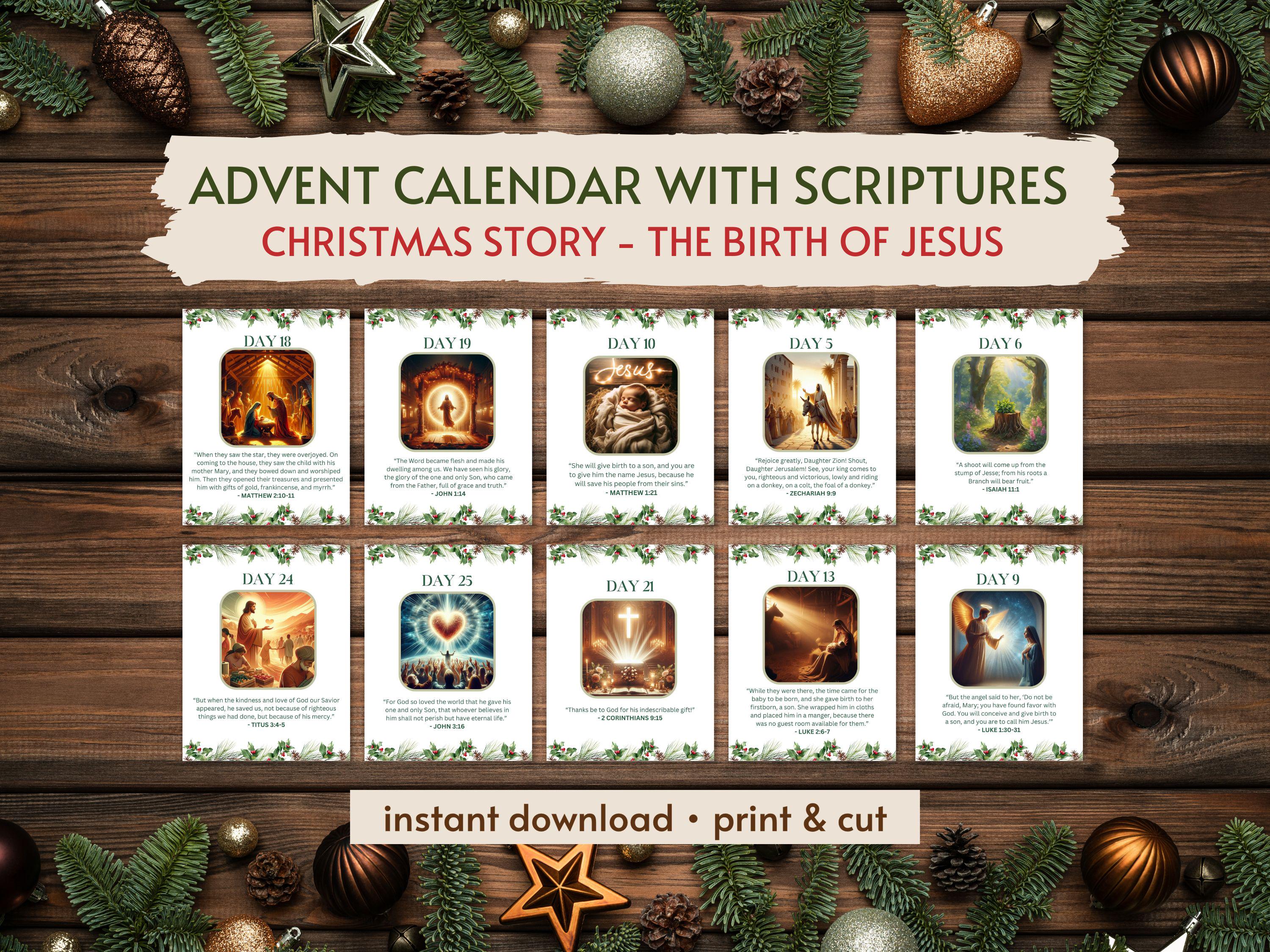 Printable Advent Scripture Cards, Christian Advent Calendar for Kids ...