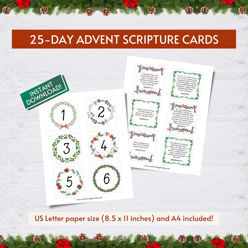 Printable Advent Calendar With Scriptures, Religious Advent Prayer ...