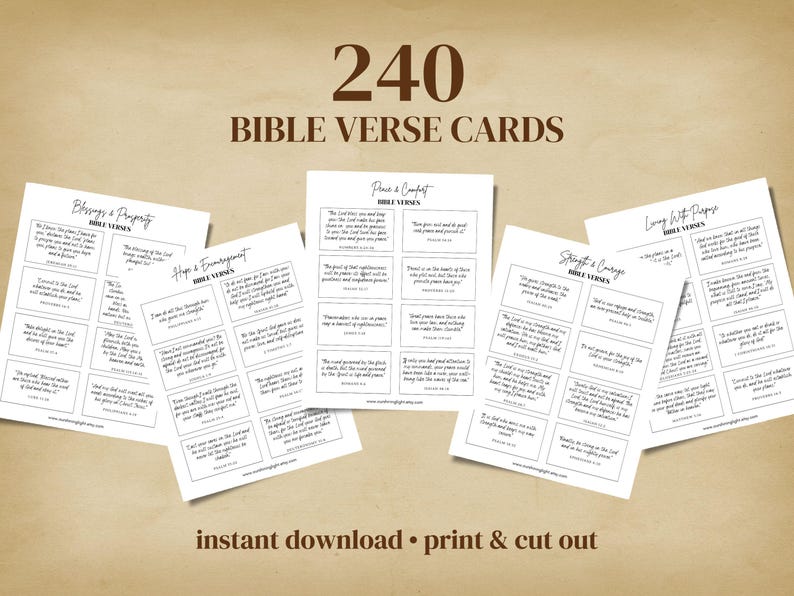 240 Printable Bible Verse Cards, Printable Scripture Cards, Scripture ...