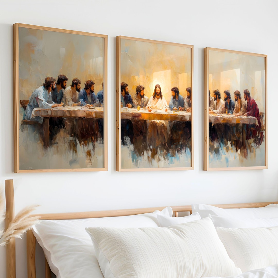 Last Supper Set of 3 the Last Supper Wall Art, Last Supper Painting ...