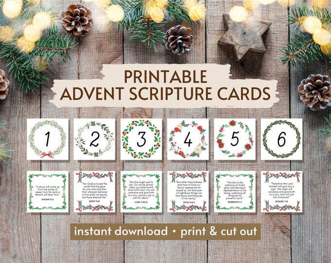 Advent Scripture Printable Cards, Bible Verse Cards for Christmas ...