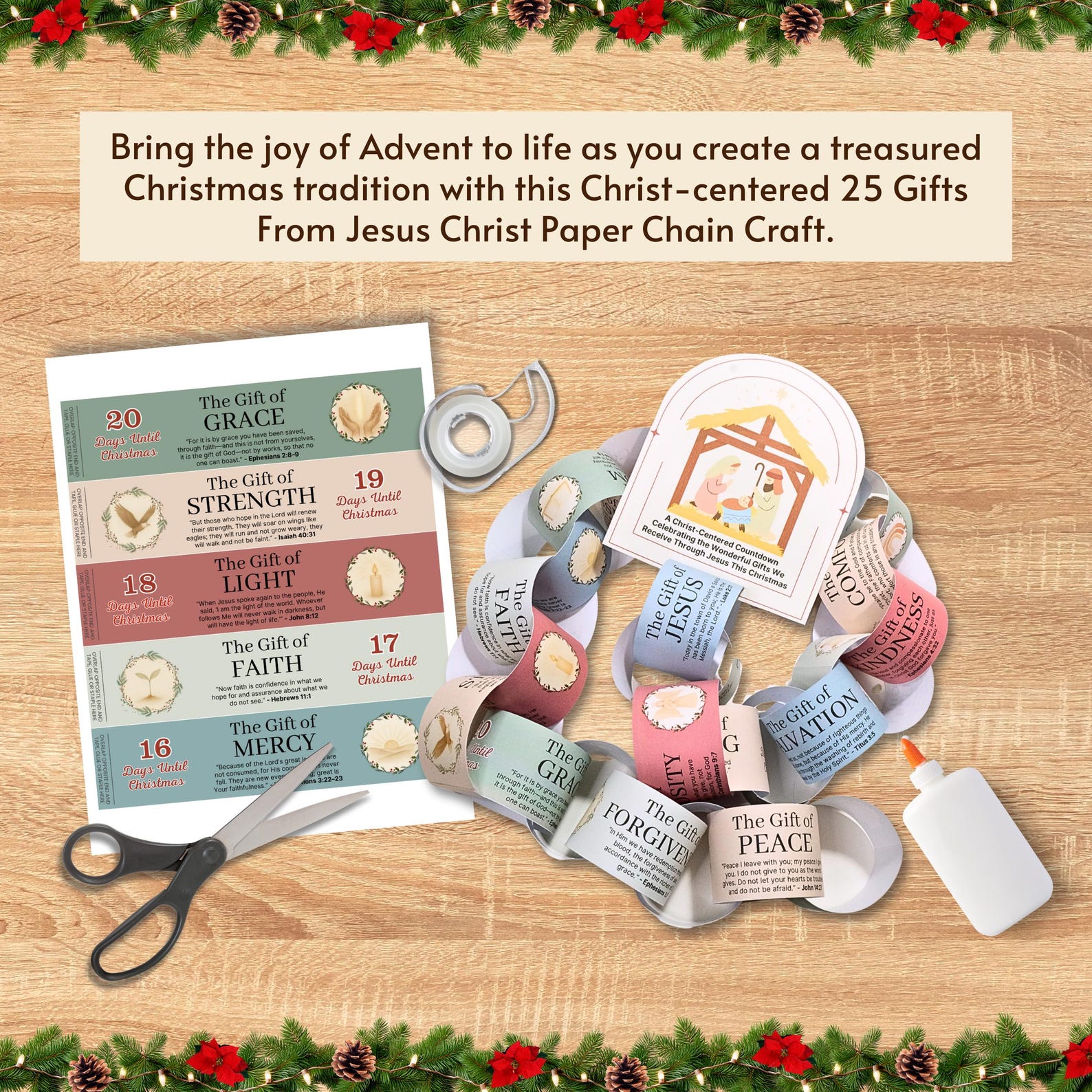 Gifts From Jesus Advent Paper Chain, Christmas Sunday School Crafts for ...