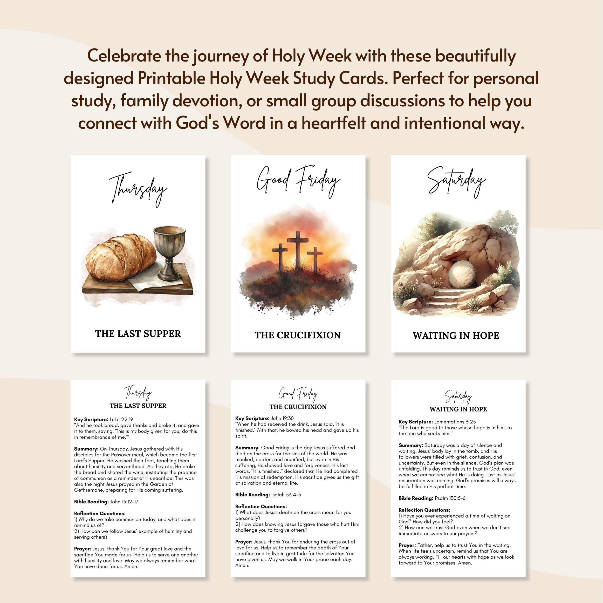 Holy Week Cards Printable Easter Story Cards, Holy Week Kids Craft ...