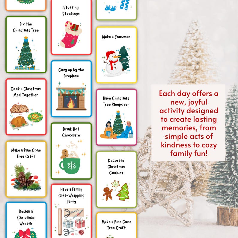 Printable & Editable Christmas Advent Activity Cards Printable Advent ...