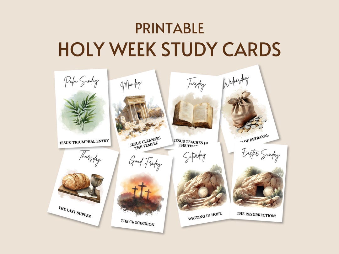 Printable Holy Week Cards, Holy Week Printable Easter Story Cards, Lds ...