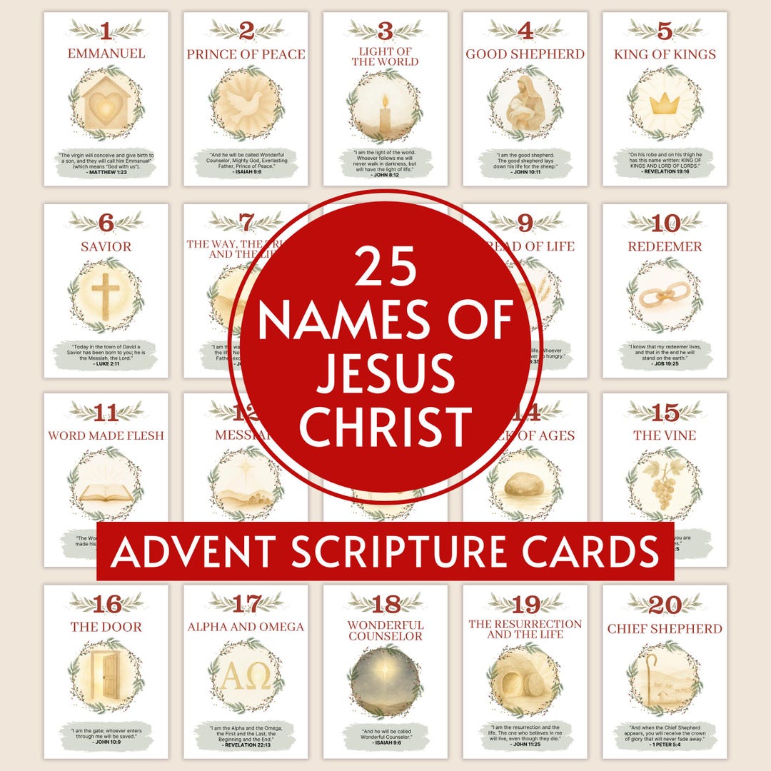Christmas Advent Scripture Cards Printable Scripture Advent Calendar ...