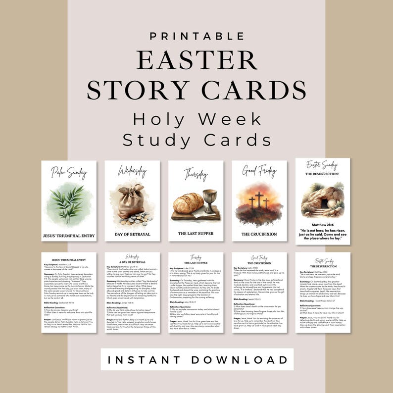 Easter Story Cards Printable Holy Week for Kids Easter Week Activities ...