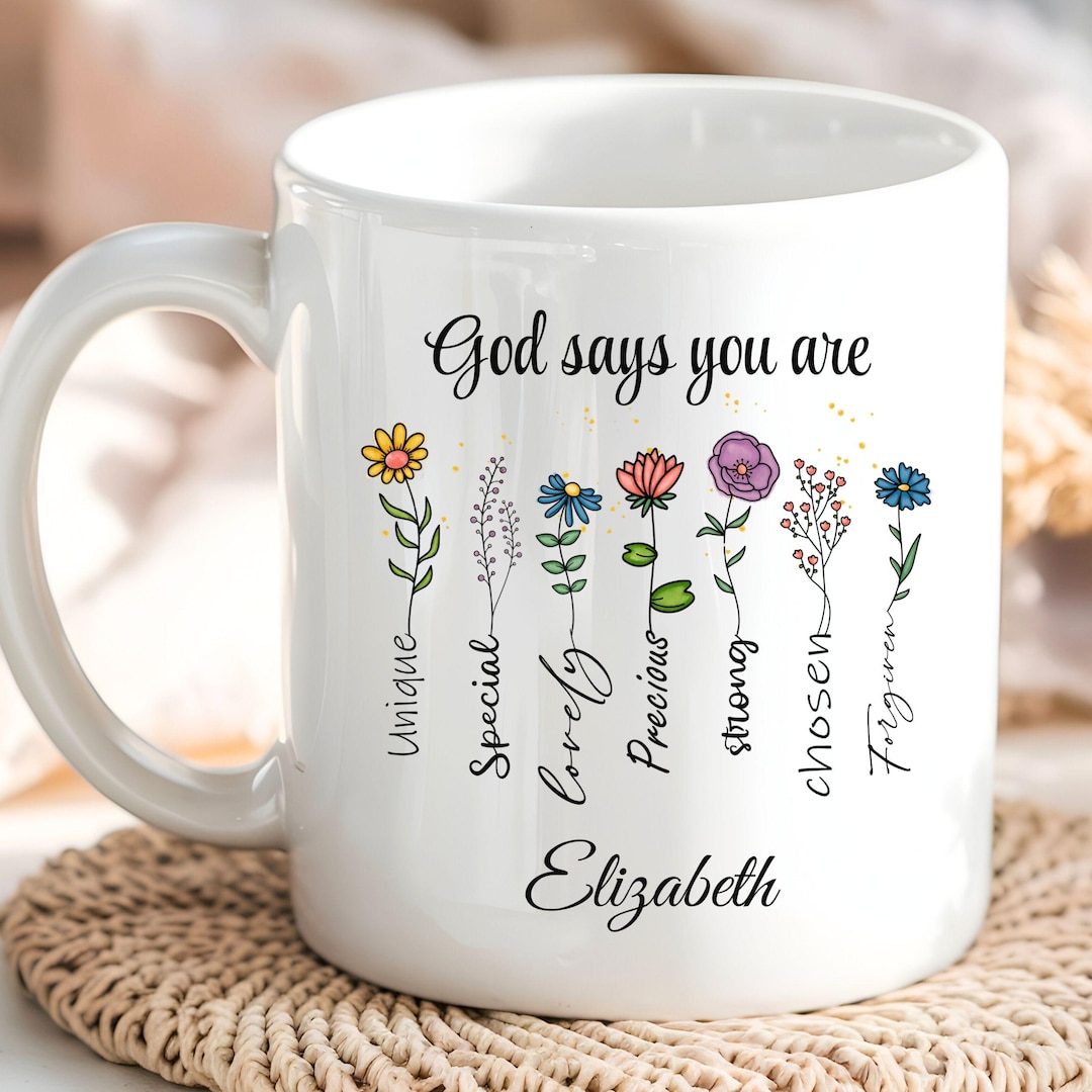 Personalized Christian Mug Custom Name Bible Verse Mug Cup, God Says ...