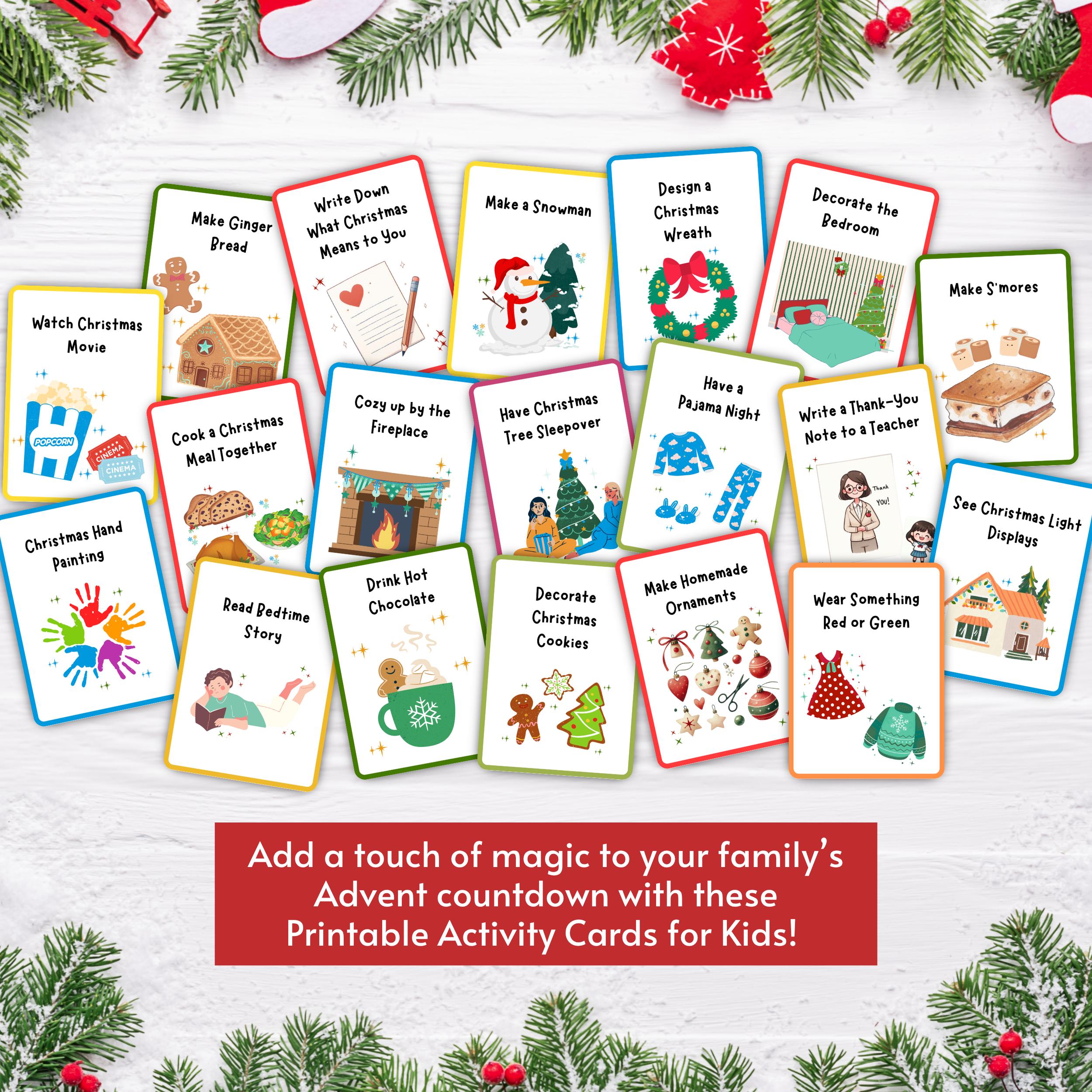 Printable & Editable Christmas Advent Activity Cards Printable Advent ...