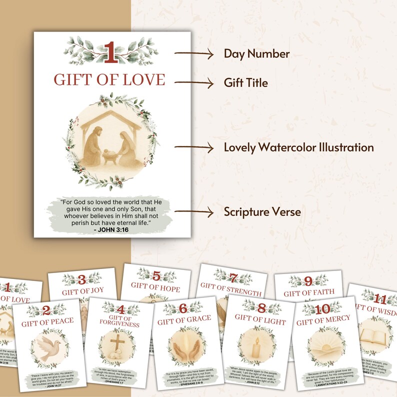Christmas Advent Scripture Cards Printable Christian Advent Calendar ...