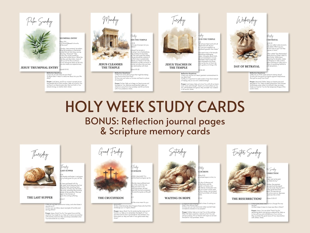 Holy Week Study Cards Printable Easter Story Cards, Easter Advent ...