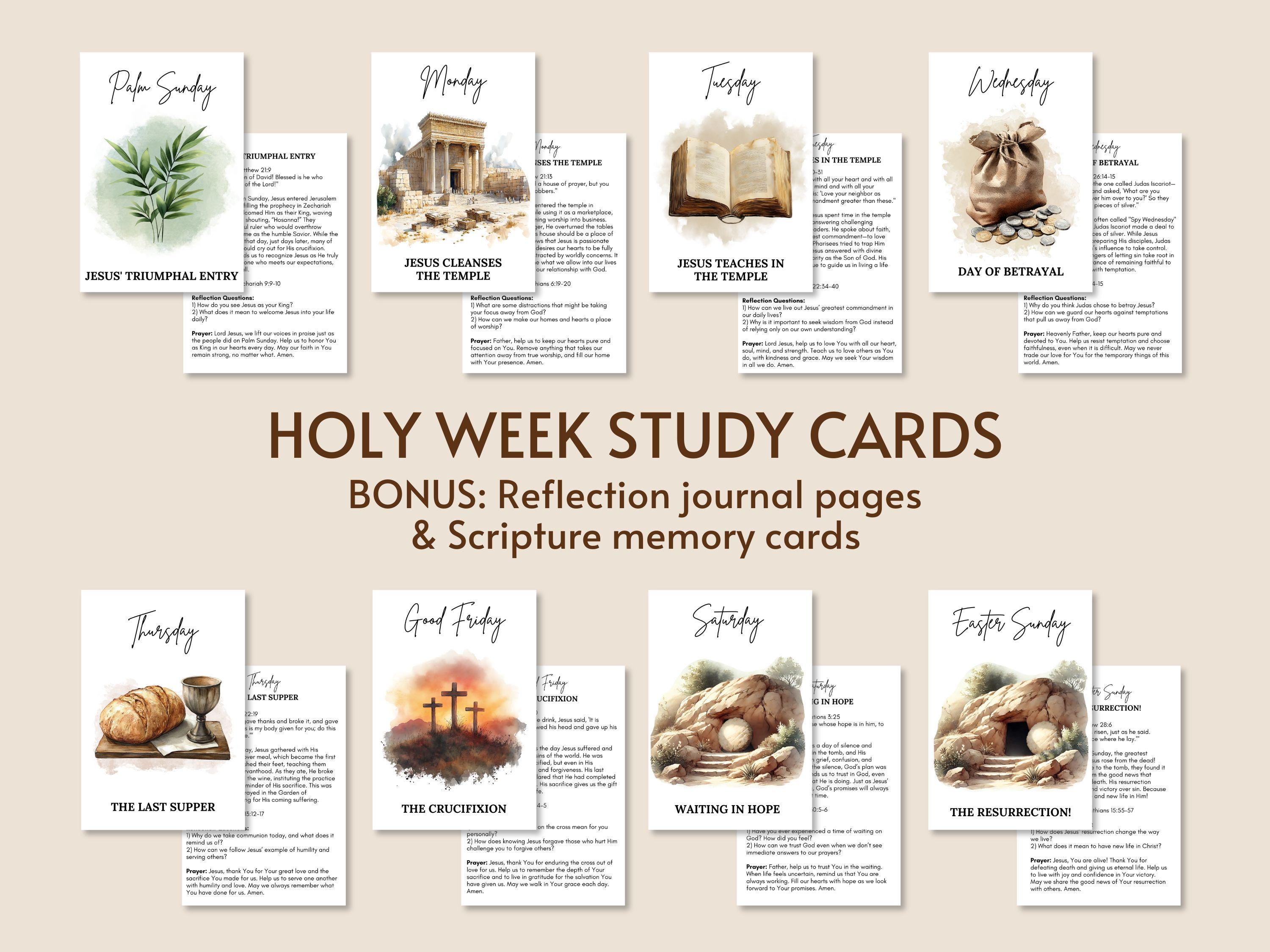 Holy Week Study Cards Printable Easter Story Cards, Easter Advent ...