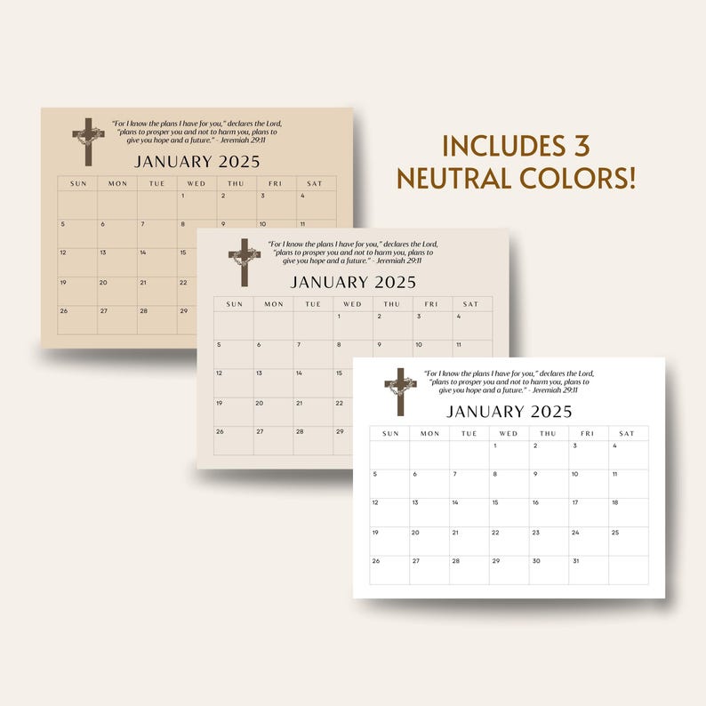 Christian Calendar 2025 Monthly Calendar With Bible Verses, 2025 ...
