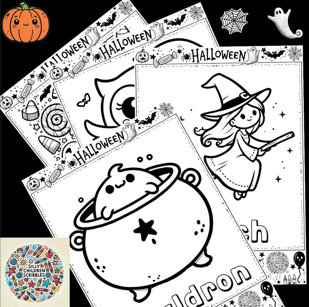 15 Halloween-themed Printable Coloring Pages for Kids Fun, Simple ...
