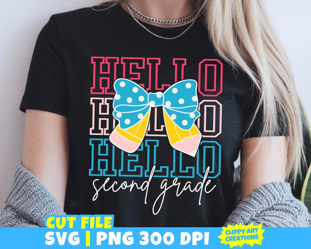 Hello 2nd Grade Svg, Back to School Png, Pencil Coquette Bow Svg ...