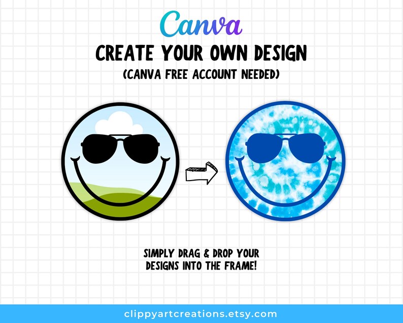 Smiley Face Canva Frame, Canva Doodle Frame, Canva Editable, Frames for ...