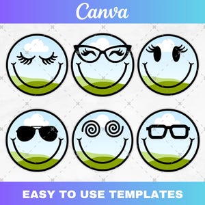 Smiley Face Canva Frame, Canva Doodle Frame, Canva Editable, Frames for ...