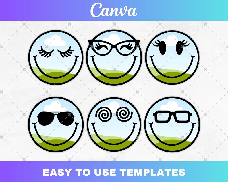 Smiley Face Canva Frame, Canva Doodle Frame, Canva Editable, Frames for ...