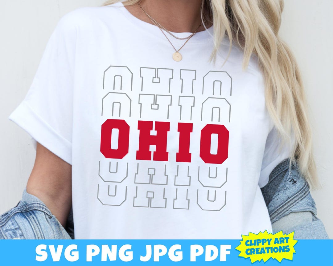 Ohio Stacked Varsity Letters SVG, USA State, Ohio Png, Football, Akron ...
