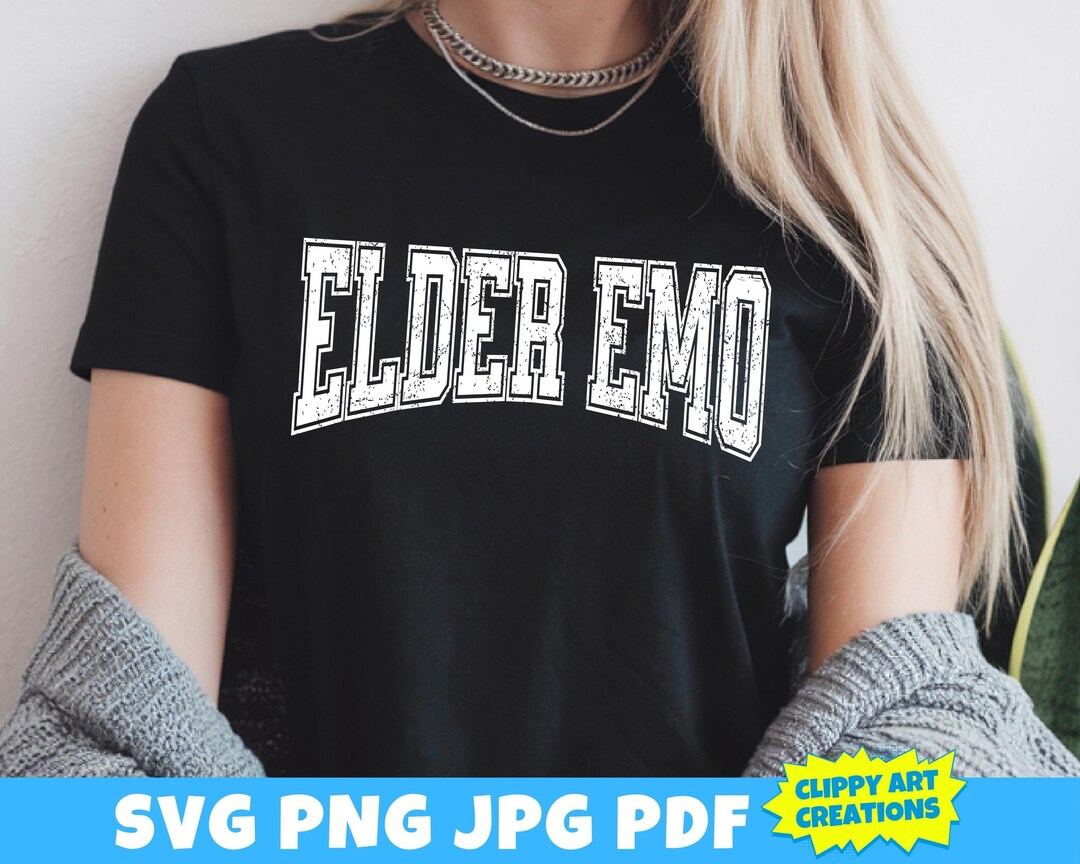Elder Emo Varsity Letters Svg, Distressed SVG, Emo PNG, Funny Adult Svg ...
