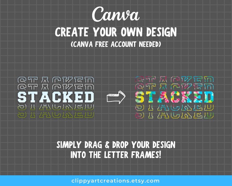 Stacked Collegiate Letter Frame Canva, Canva Editable, Drag and Drop ...