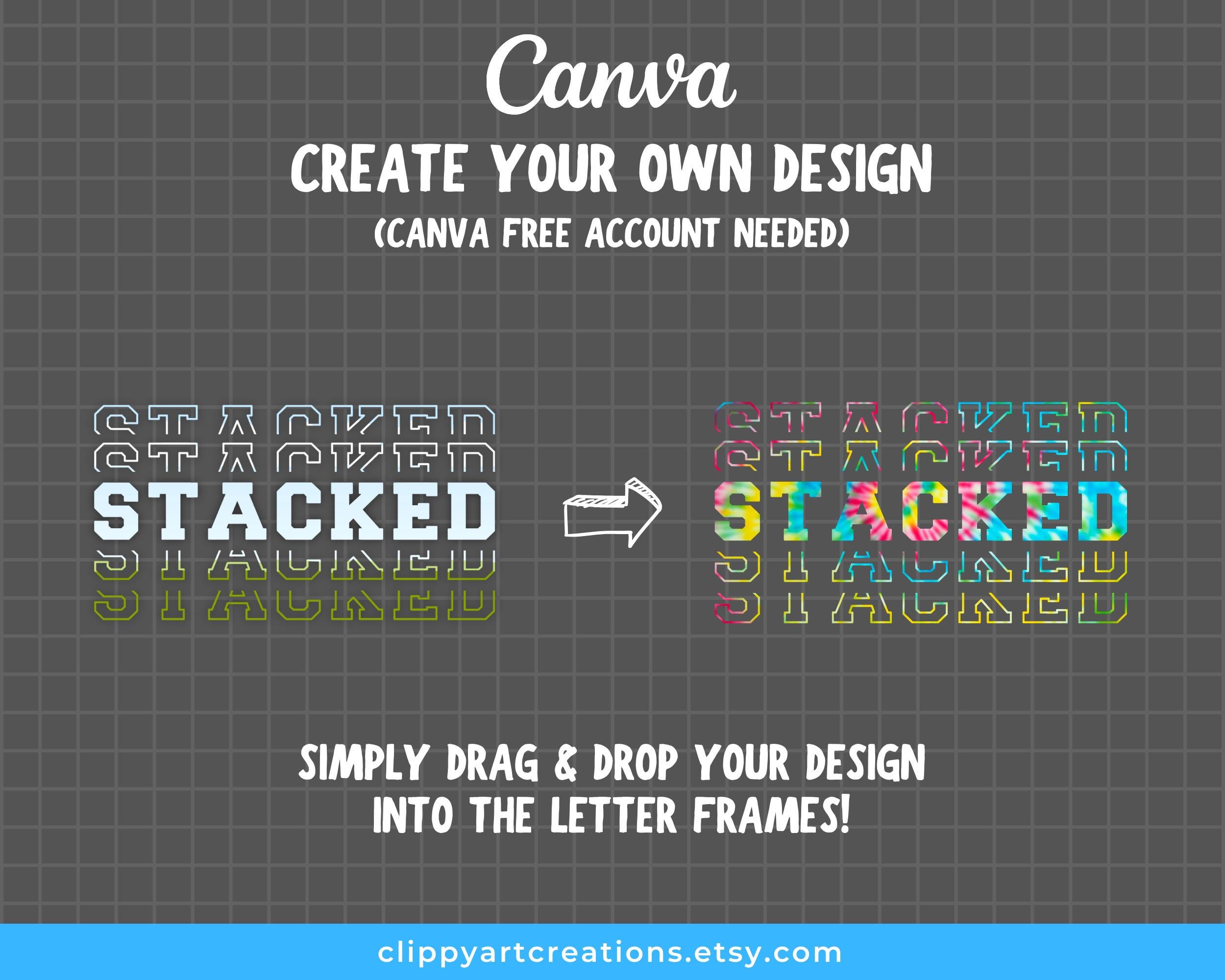 Stacked Collegiate Letter Frame Canva, Canva Editable, Drag and Drop ...