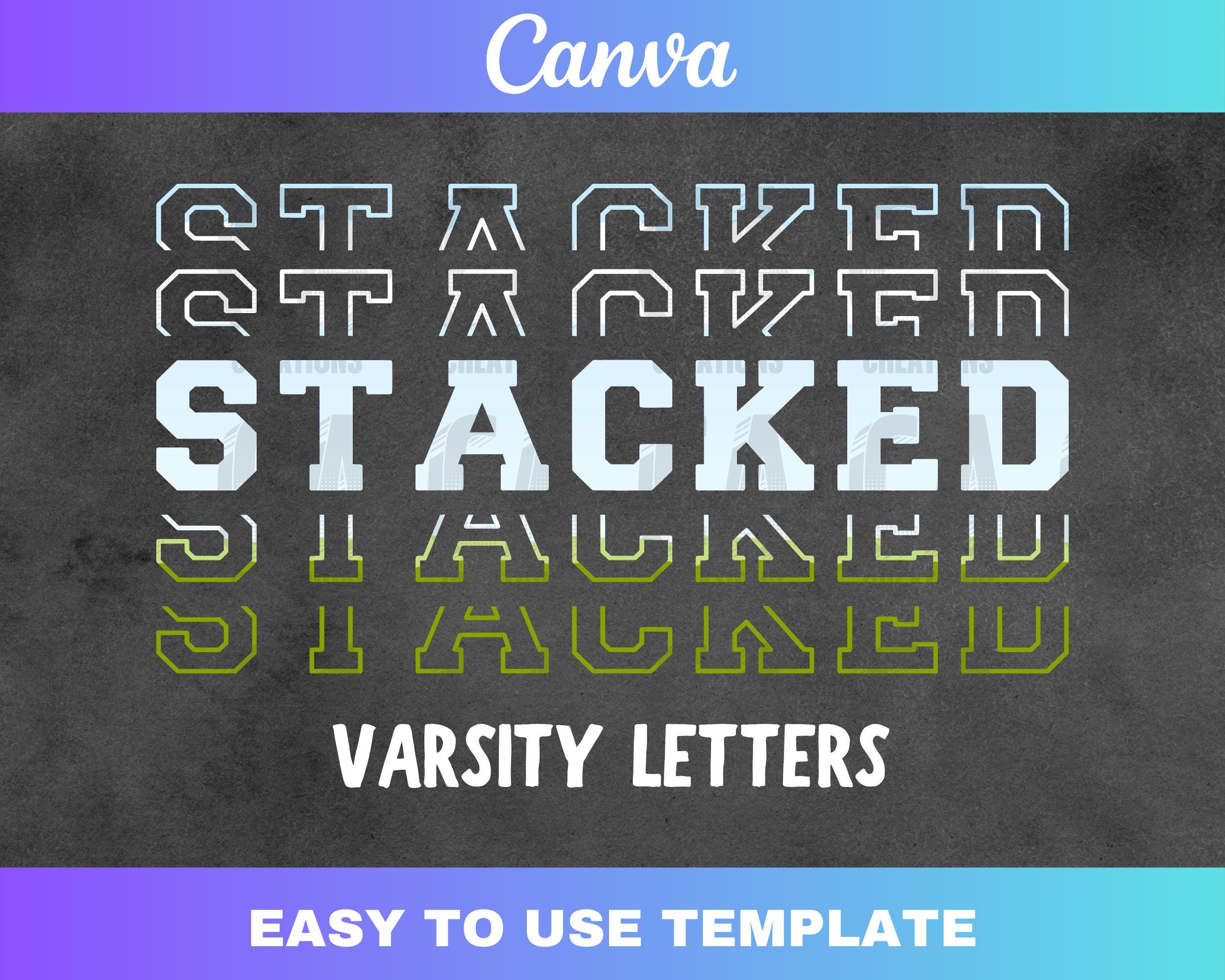 Stacked Collegiate Letter Frame Canva, Canva Editable, Drag and Drop ...