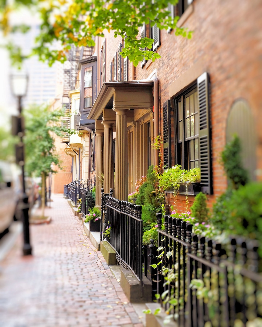 Boston Row Houses Beacon Hill Antique Lamp Cobblestone - Etsy