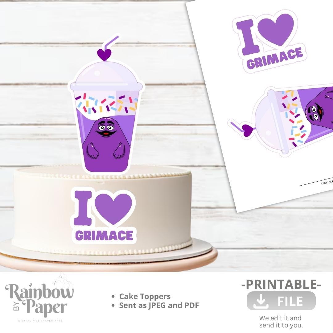 Grimace Cake Topper, Grimace Mcdonalds Centerpiece, Grimace, Printable ...