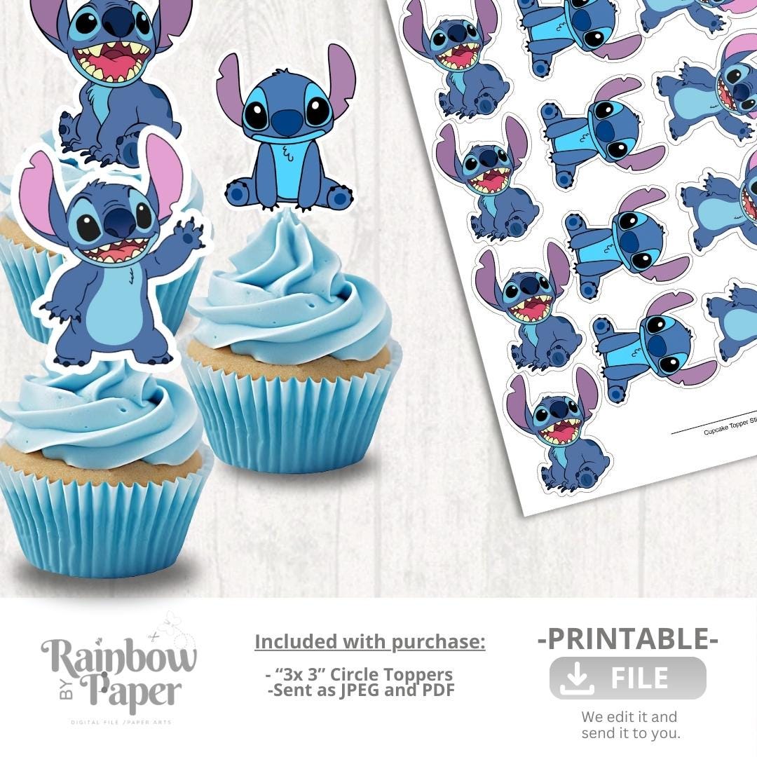 Printable Stitch Cupcake Toppers , Lilo and Stitch, DIGITAL FILE ONLY ...