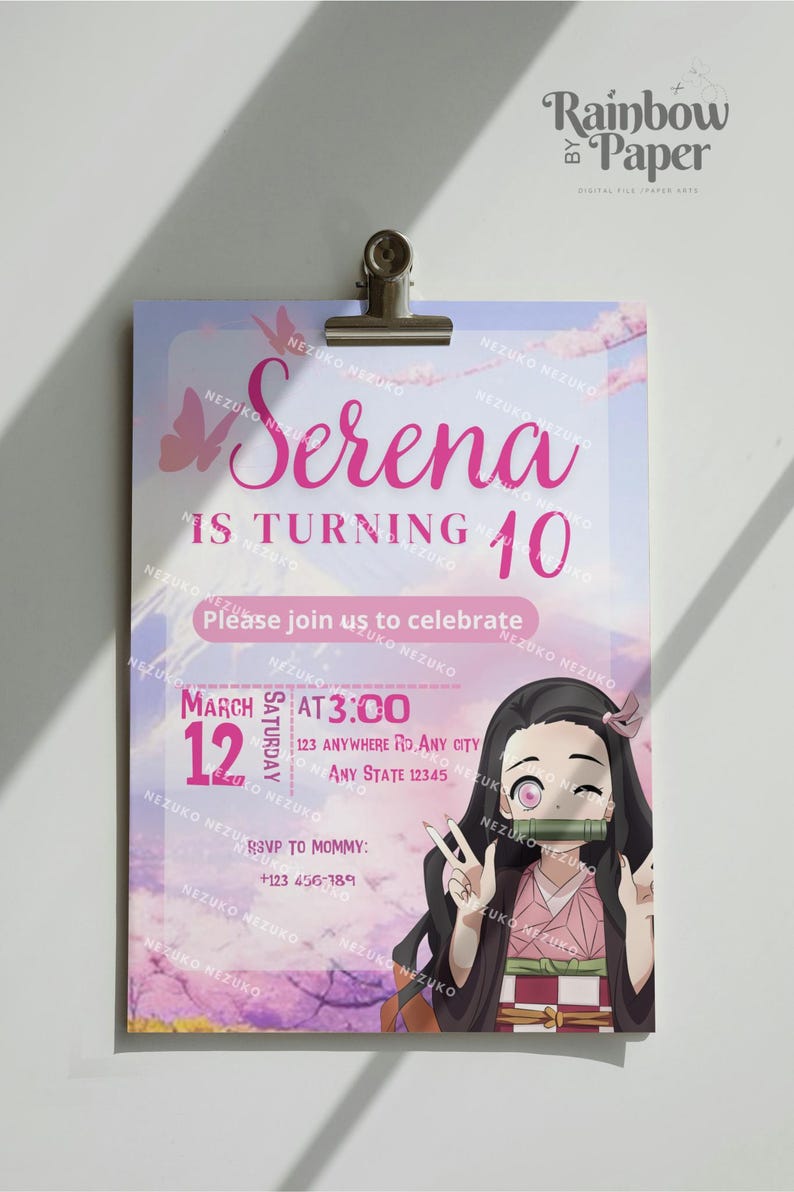 Printable Nezuko Birthday Invitation, ANY AGE Demon Slayer- Birthday ...