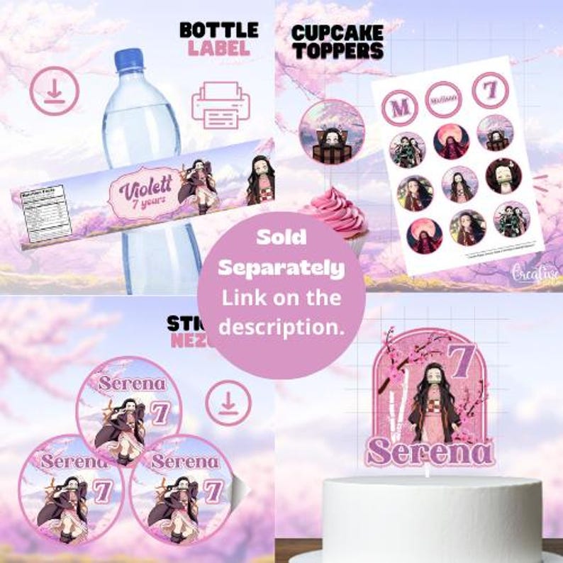 Demon Slayer Birthday Party Bottle Label Nezuko Water Bottle Wrapper ...