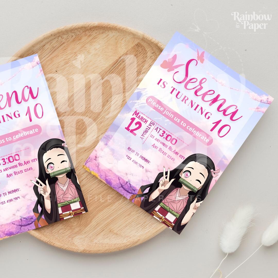 Printable Nezuko Birthday Invitation, ANY AGE Demon Slayer- Birthday ...