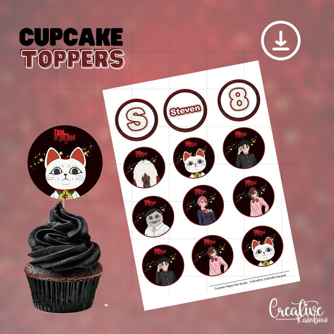 Dan Da Dan Cupcake Toppers 3 Inch Round Birthday Party Printable 3 Inch ...
