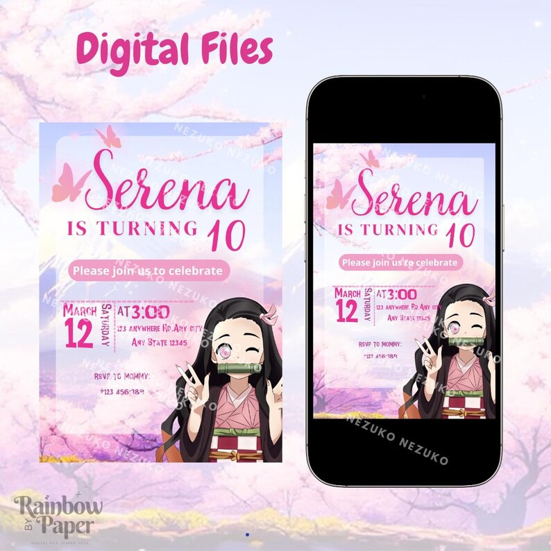 Printable Nezuko Birthday Invitation, ANY AGE Demon Slayer- Birthday ...
