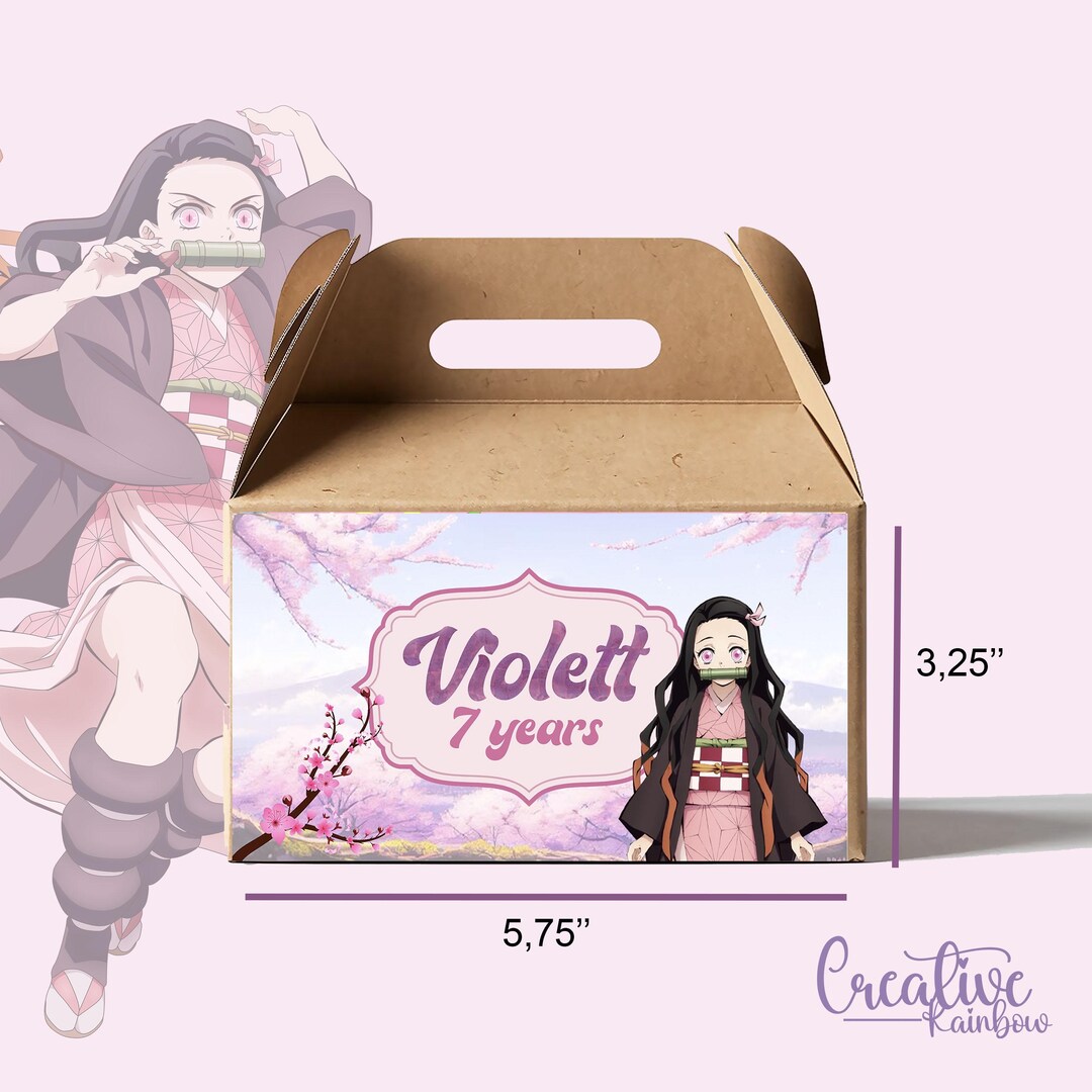 Demon Slayer Nezuko Gable Box Label, Nezuko Box Label, Manga Treat Box ...