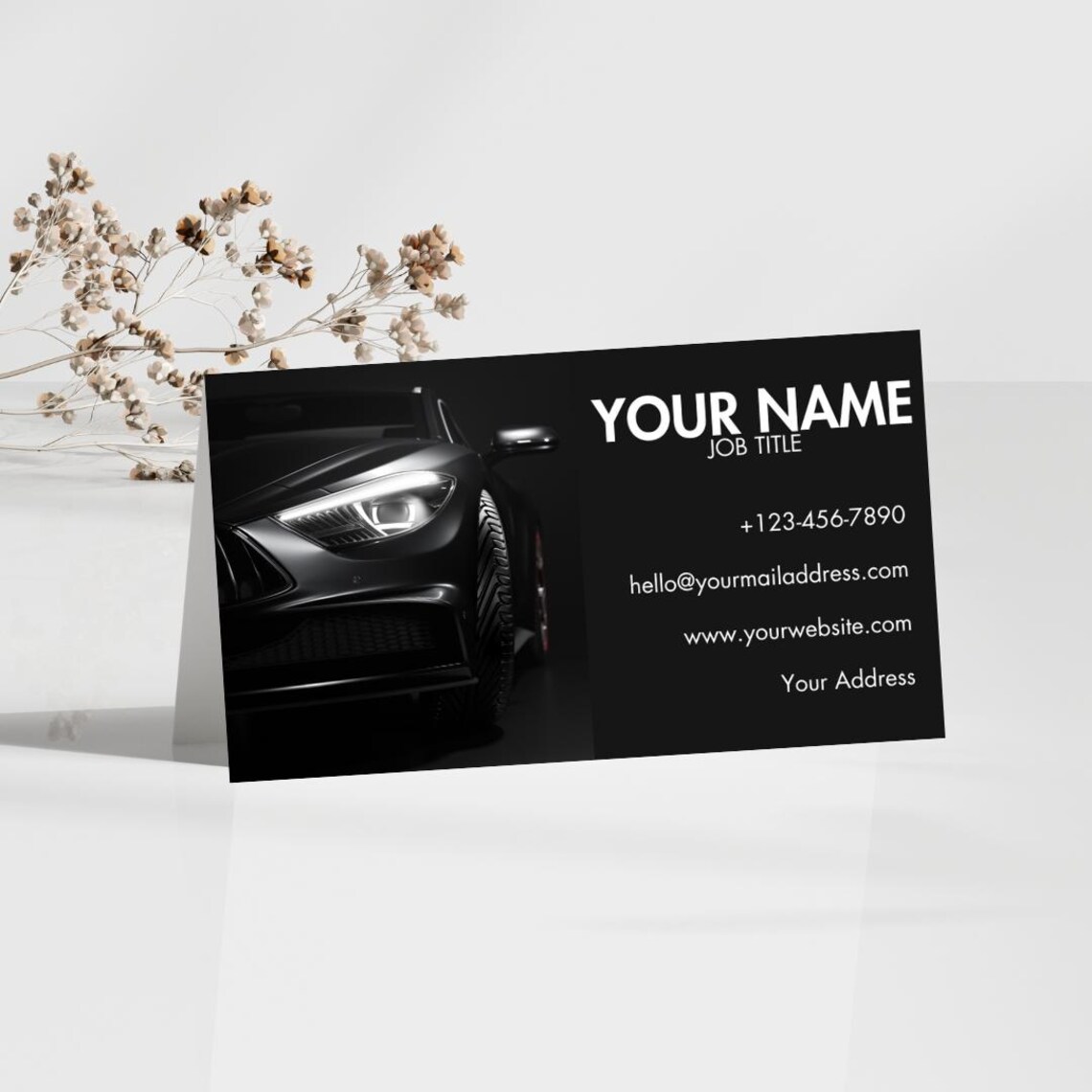 Car Detailing Business Card: Minimalist Black & White Design (digital ...