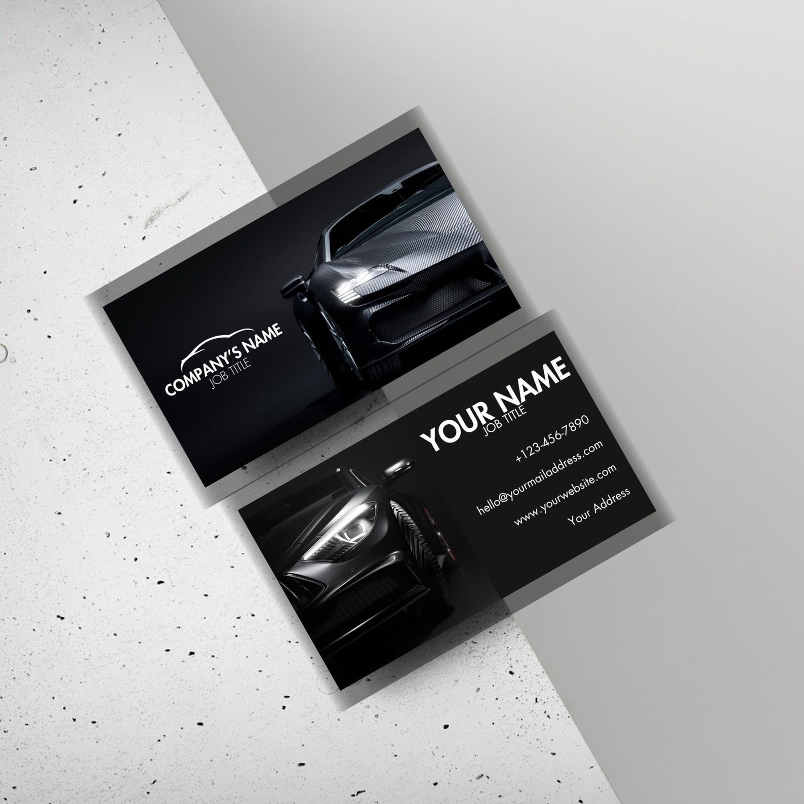 Car Detailing Business Card: Minimalist Black & White Design (digital ...