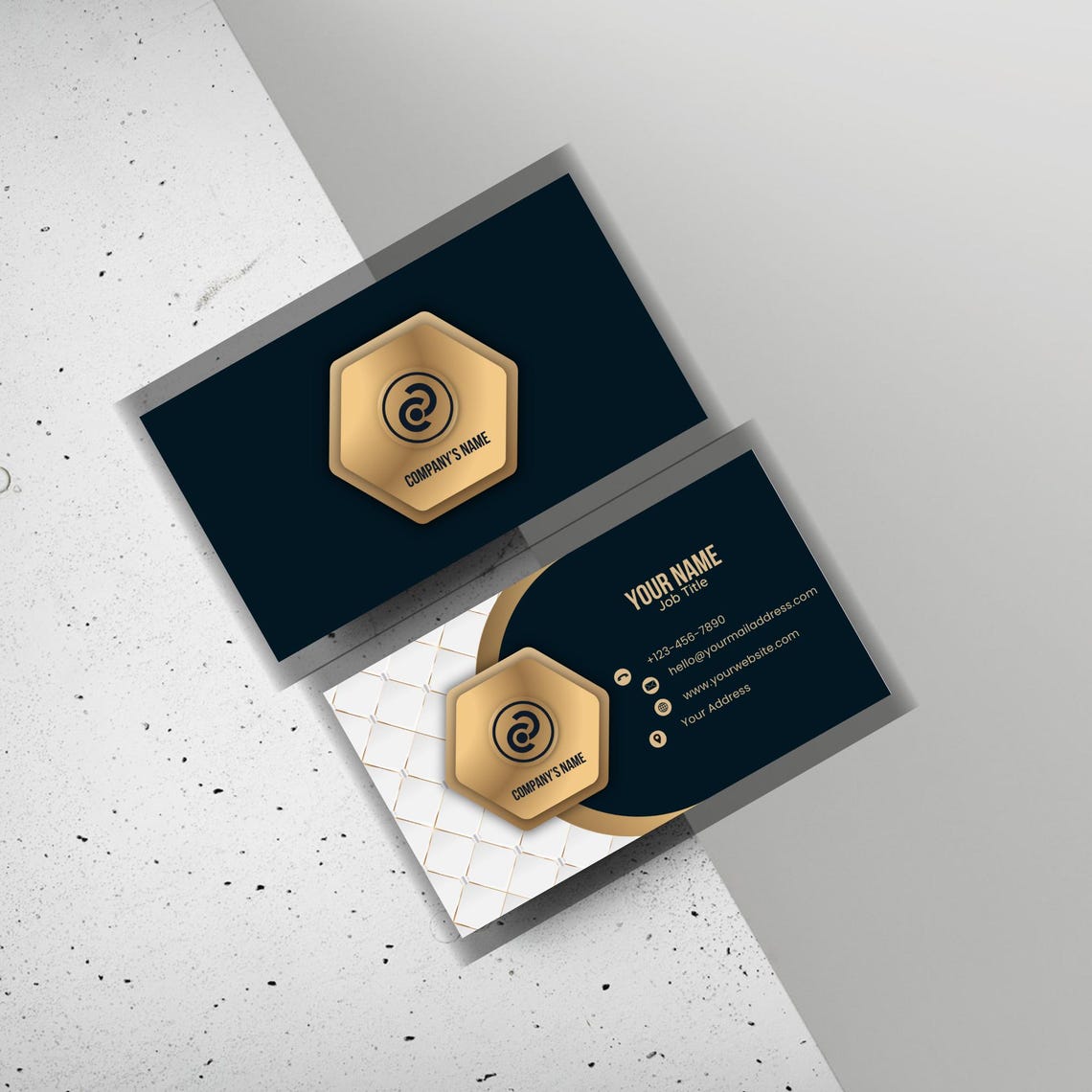 Elegant Gold & Blue Business Card Template: Modern Gradient Design ...