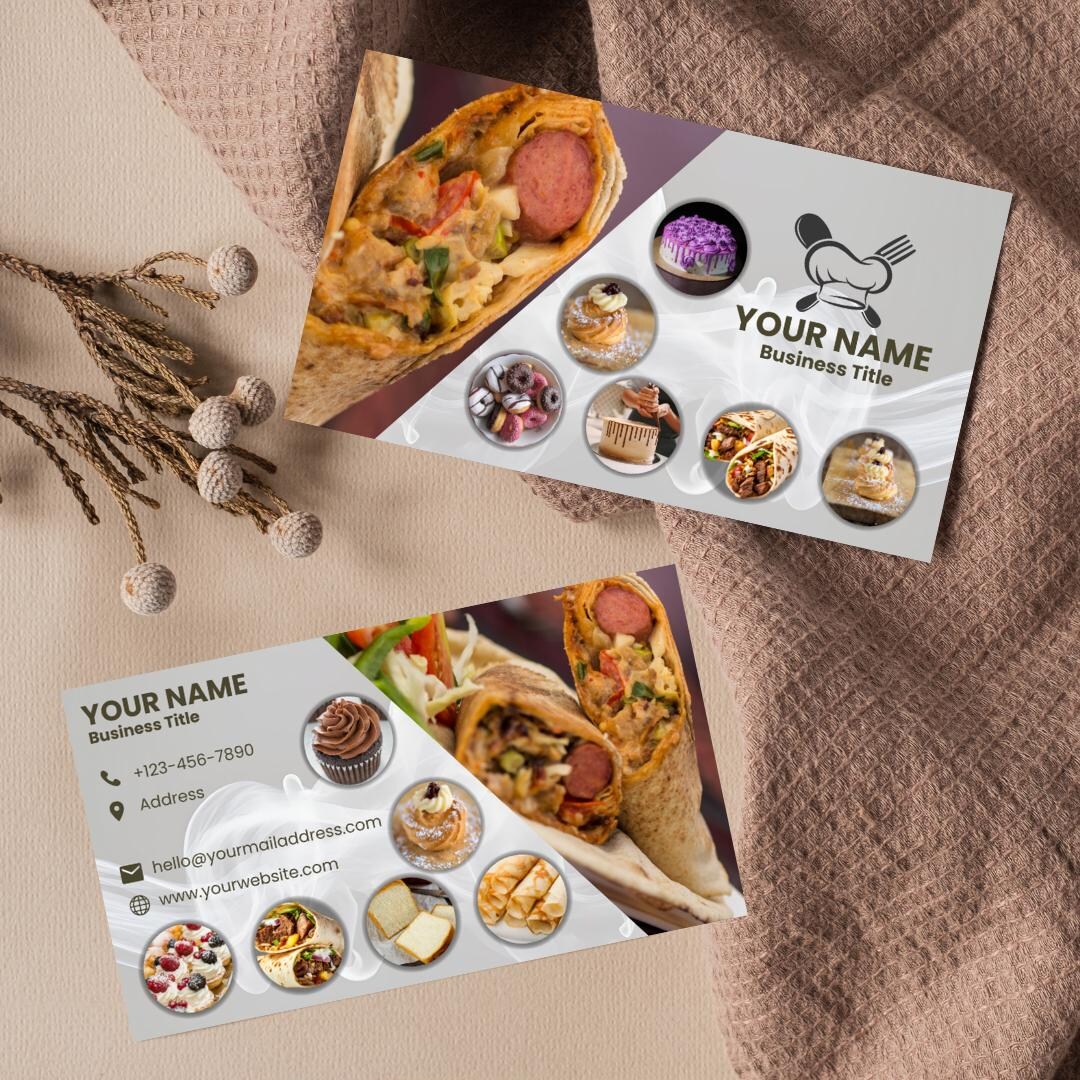 Chic Fast Food Biz Card – Minimalist White Design for Delicious ...