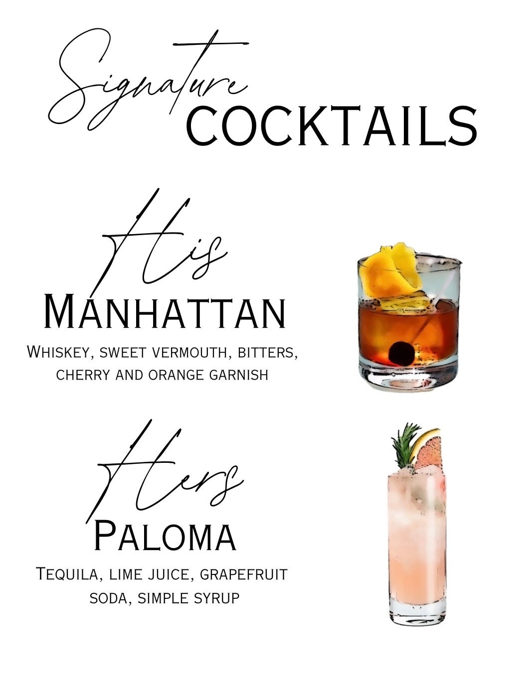 Personalized Signature Drink Sign for Wedding - Digital Print - Etsy
