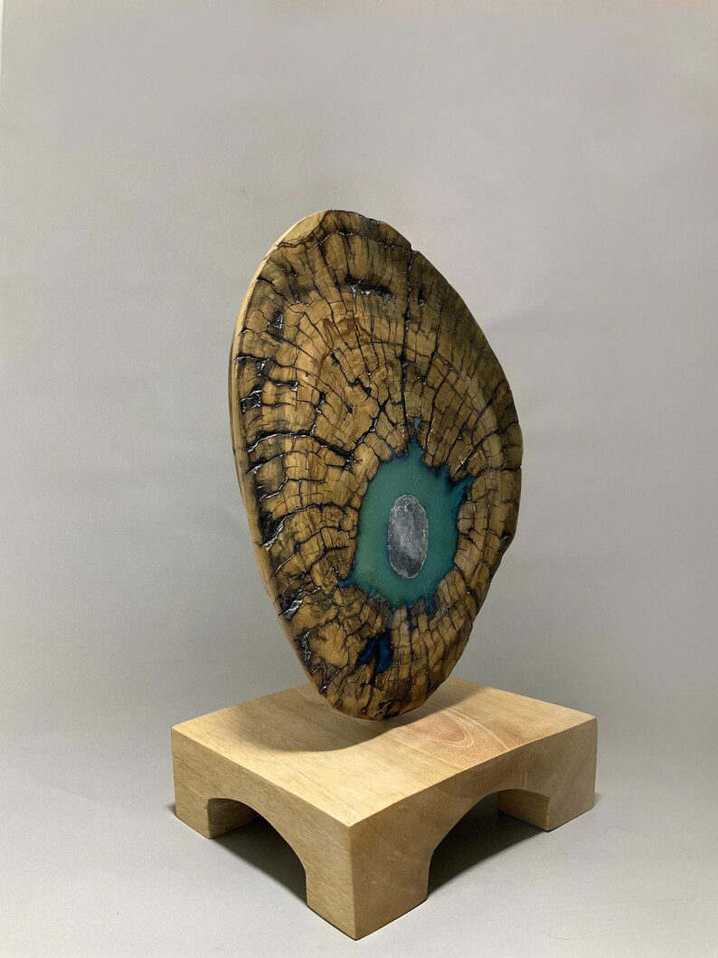 Oasis- Hand Carved From Centuries-old Olive Wood, Engraved With Epoxy ...