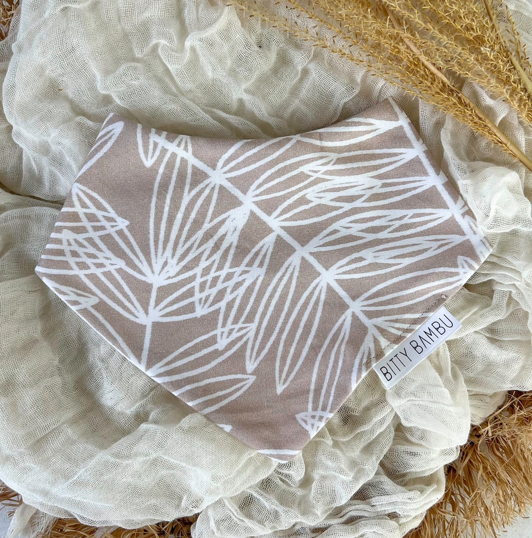 Baby Bib - Bandana Style Drool Bib - Leaves in Neutral - Gender Neutral ...